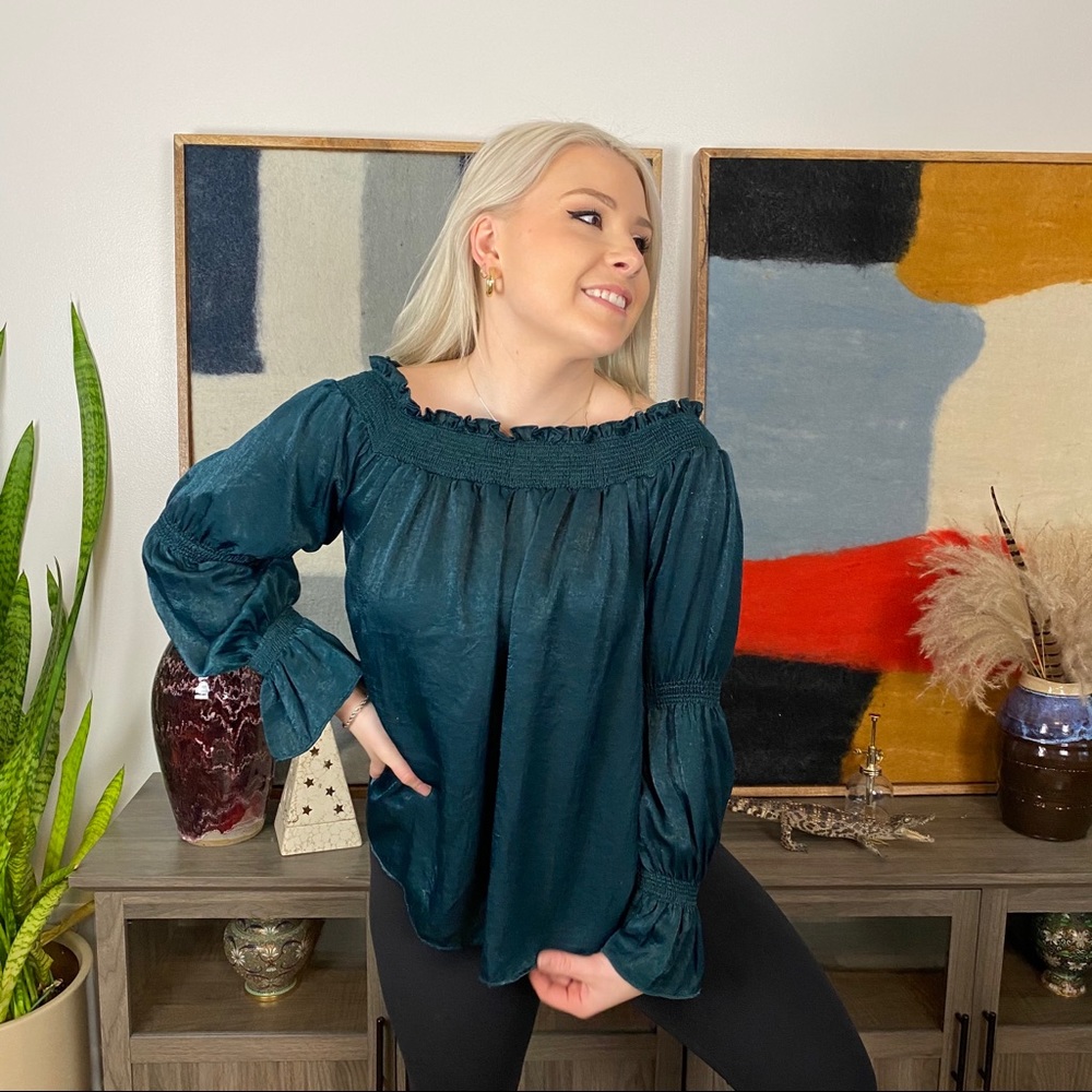 Entro Emerald Green Off The Shoulder Blouse - Gem